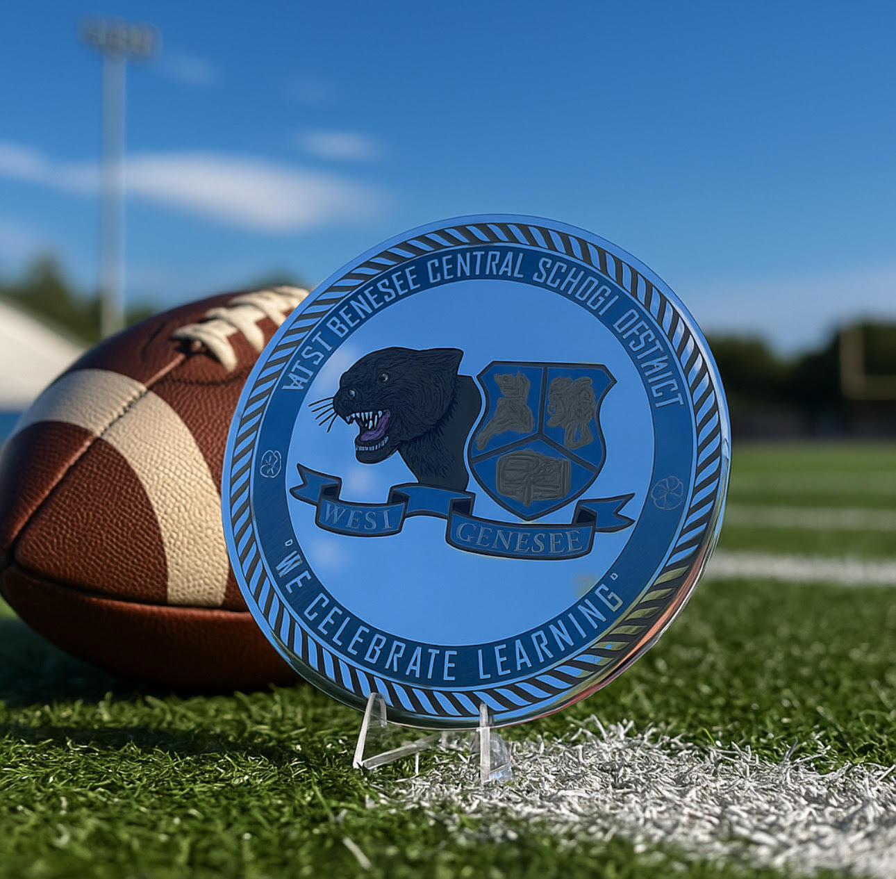 4" Custom Stainless Steel Challenge Coin for West Genesee Football ...